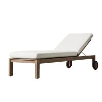 China Contemporary Design Style Teak Garden Furniture Modern Wood Chaise Lounge Sun Lounger for sale