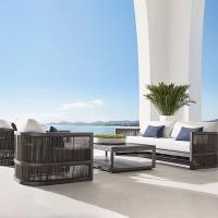 China Modern Outdoor Wooden Sofa Garden Teak Wood Rattan Sofa Set for Hotel Lounge Furniture for sale
