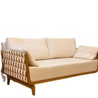 China Mail Packing All Weather Outdoor Furniture Garden Sofa in Weathered Teak with Cushions for sale
