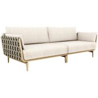China Mail Packing All Weather Outdoor Furniture Garden Sofa in Weathered Teak with Cushions for sale