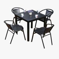 China Modern Outdoor Furniture Plastic Wood Dining Set Coffee Table Set for Cafe or Bistro for sale