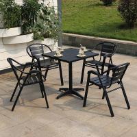 China Modern Outdoor Furniture Plastic Wood Dining Set Coffee Table Set for Cafe or Bistro for sale