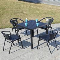 China Modern Outdoor Furniture Plastic Wood Dining Set Coffee Table Set for Cafe or Bistro for sale