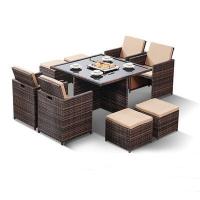 China Modern Design Rattan Wicker Furniture Garden Table with Popular Double Garden Chair for sale