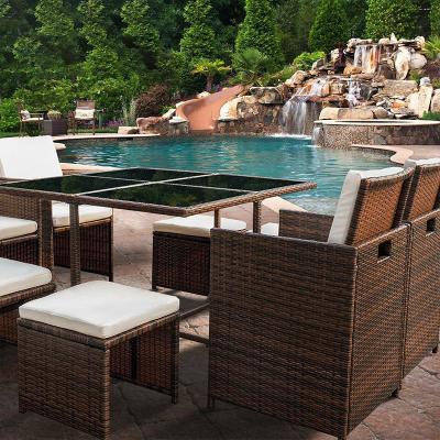 China Modern Design UV Resistant PE Rattan Outdoor Sofa Set for Space Saving Cube Furniture for sale