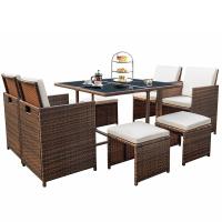 China Modern Design UV Resistant PE Rattan Outdoor Sofa Set for Space Saving Cube Furniture for sale