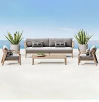 China Functional Garden Sofa Set with Waterproof Cushion and Rattan Rope Wicker Fire Pit for sale