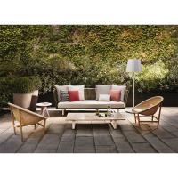 China Plastic Rattan Garden Sofa European Terrace Weave Three Seat Sofa Modern Outdoor Furniture for sale