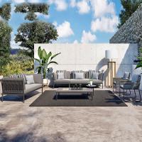 China Plastic Rattan Garden Sofa European Terrace Weave Three Seat Sofa Modern Outdoor Furniture for sale