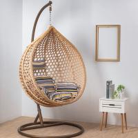 China Waterproof Fabric Design Modern Black Rattan Hanging Egg Chair With Stand and Basket for sale