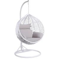 China Waterproof Fabric Design Modern Black Rattan Hanging Egg Chair With Stand and Basket for sale