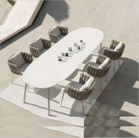 China Courtyard Rope Furniture Modern Design Outdoor Dining Set with Garden Table and Chairs for sale