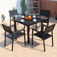 China Outdoor Dining Chair Garden Aluminum Table and Plastic Wood Chairs for Patio Furniture for sale