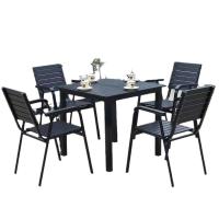 China Outdoor Dining Chair Garden Aluminum Table and Plastic Wood Chairs for Patio Furniture for sale
