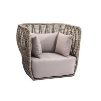 China Villa Outdoor Sofa Durable Single Seater Rattan Garden Furniture with Power Coated Frame for sale