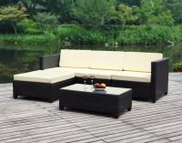 China Comfortable Seating Plastic Rattan L Shape Sofa Set for Outdoor Garden Furniture for sale