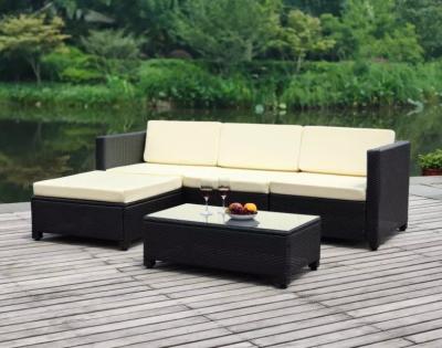 China Comfortable Seating Plastic Rattan L Shape Sofa Set for Outdoor Garden Furniture for sale