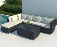 China Comfortable Seating Plastic Rattan L Shape Sofa Set for Outdoor Garden Furniture for sale