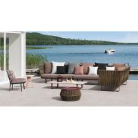 China Garden Aluminum Frame Belt 200*70*73 Rope Patio Furniture 3 Seater Garden Rattan Sofa for sale