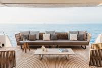 China Garden Aluminum Frame Belt 200*70*73 Rope Patio Furniture 3 Seater Garden Rattan Sofa for sale