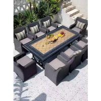 China Outdoor Leisure Furniture For Garden Custom Metal Rattan Dining Chair And Table Set for sale