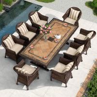 China Outdoor Leisure Furniture For Garden Custom Metal Rattan Dining Chair And Table Set for sale