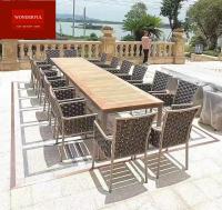 China Outdoor Leisure Furniture For Garden Custom Metal Rattan Dining Chair And Table Set for sale