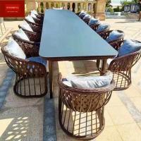 China Outdoor Leisure Furniture For Garden Custom Metal Rattan Dining Chair And Table Set for sale