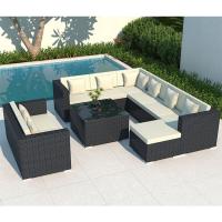 China Outdoor Luxury Furniture Custom Design PE Rattan Patio Sofa Set with Modern Design for sale