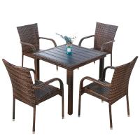 China Garden Chair Set 7-Piece Wicker Patio Dining Furniture with Rectangular and Round Table for sale