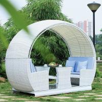 China Foldable PE Rattan Sun Bed Wicker Furniture Day Bed Chaise for Beachside Relaxation for sale