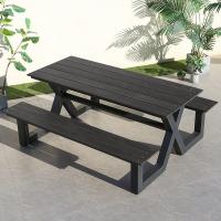 China Extendable Garden Table Set for Outdoor Dining Aluminum and Plastic Wood Furniture for sale