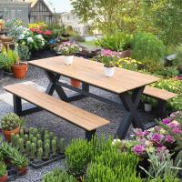 China Extendable Garden Table Set for Outdoor Dining Aluminum and Plastic Wood Furniture for sale