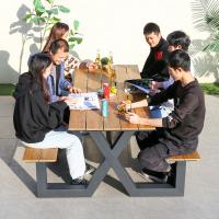 China Extendable Garden Table Set for Outdoor Dining Aluminum and Plastic Wood Furniture for sale