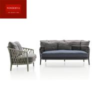 China 170*86*65.5 Double Seat Outdoor Modern Garden Rope Rattan Sofas in Teslin or Olefin for sale