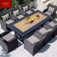 China Modern Bench Metal Outdoor Dining Set for Aluminum Patio Furniture and NO Folded Design for sale