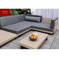 China Mail Packing N Gray Modern Wooden Sectional Outdoor Sofa Set for Courtyard Furniture for sale