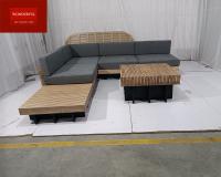 China Mail Packing N Gray Modern Wooden Sectional Outdoor Sofa Set for Courtyard Furniture for sale