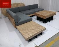China Mail Packing N Gray Modern Wooden Sectional Outdoor Sofa Set for Courtyard Furniture for sale