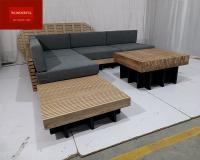 China Mail Packing N Gray Modern Wooden Sectional Outdoor Sofa Set for Courtyard Furniture for sale