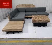 China Mail Packing N Gray Modern Wooden Sectional Outdoor Sofa Set for Courtyard Furniture for sale