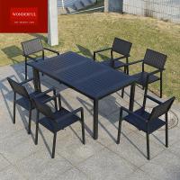 China Elegant Outdoor Patio Garden Furniture Dining Sets with Plastic Wood Chairs and Table for sale
