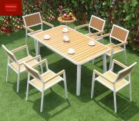 China Elegant Outdoor Patio Garden Furniture Dining Sets with Plastic Wood Chairs and Table for sale