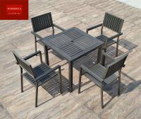 China Elegant Outdoor Patio Garden Furniture Dining Sets with Plastic Wood Chairs and Table for sale