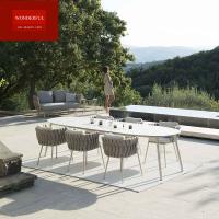 China Modern White Aluminum Tempered Glass Dining Table for Outdoor Restaurant Furniture for sale