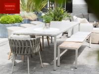 China Modern White Aluminum Tempered Glass Dining Table for Outdoor Restaurant Furniture for sale