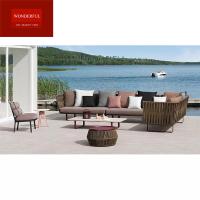 China Power Coated Frame Finish Aluminum Belt 200*70*73 Rope Patio Sofa 3 Seater for Outdoor for sale