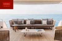China Power Coated Frame Finish Aluminum Belt 200*70*73 Rope Patio Sofa 3 Seater for Outdoor for sale