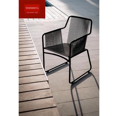 China Modern Outdoor Aluminum Armchair Dining Chairs with Teslin or Olefin Rope for sale