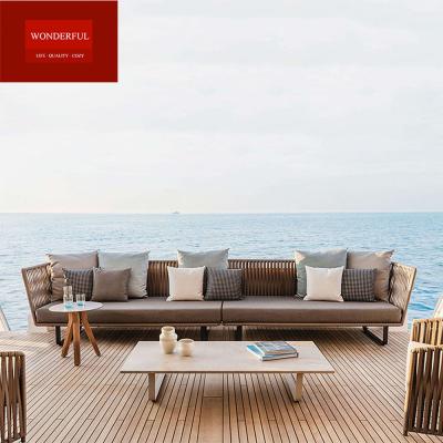 China Outdoor Waterproof Nordic Garden Furniture Relaxing Couch Rope 2 Seat Sofa Optional for sale
